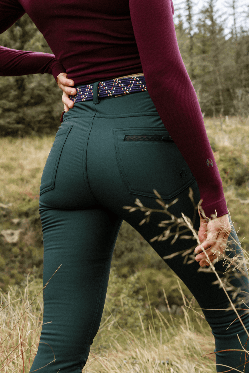 Thermal Skinny Outdoor Trousers Forest Green Fleece Lined